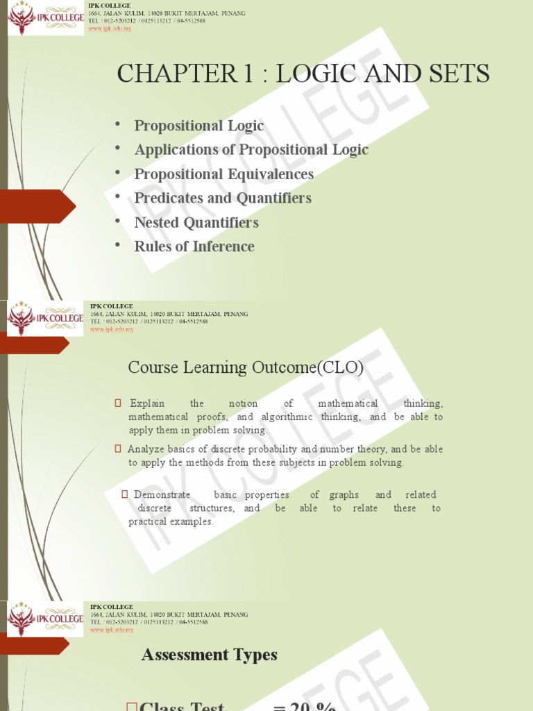 CHAPTER 1b Logic and Sets V1.1 | PDF | Argument | Logic