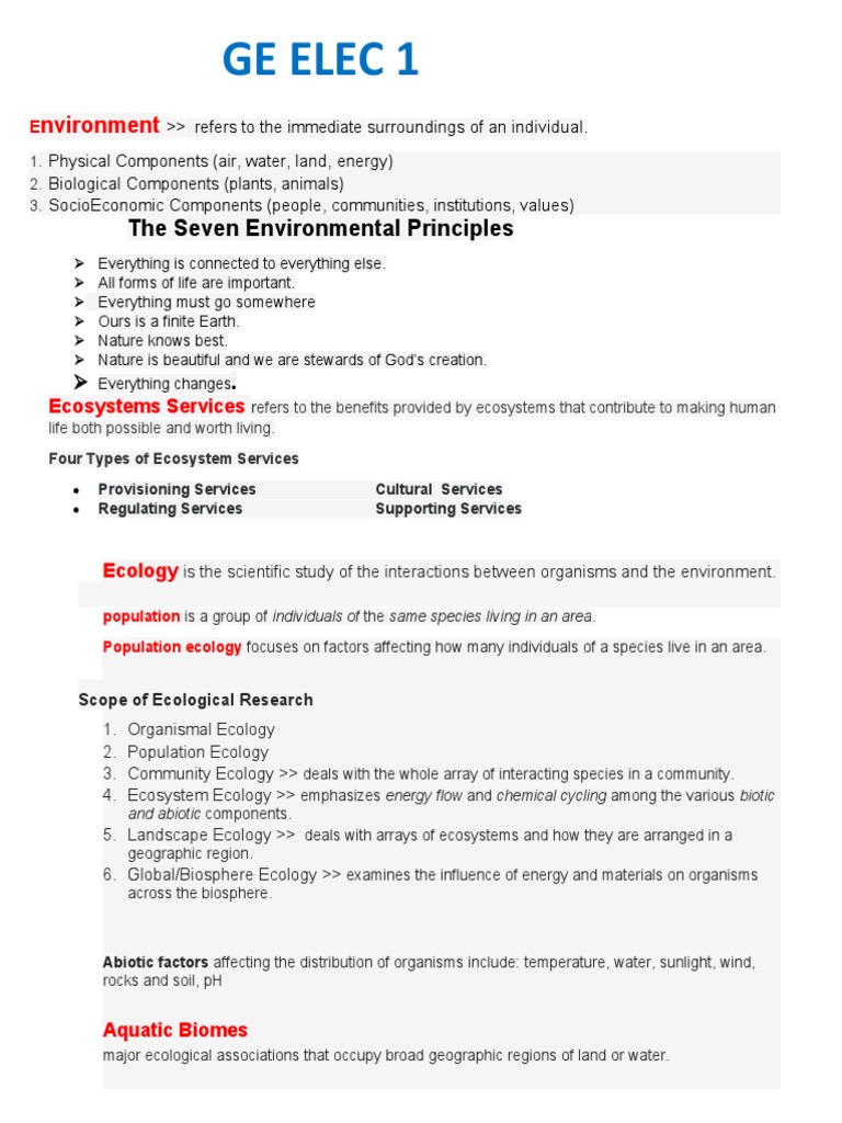 Ge Elec 1 Midterm | Download Free PDF | Ecology | Ecosystem