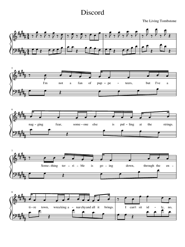 Discord - The Living Tombstone Easy With Lyrics | PDF