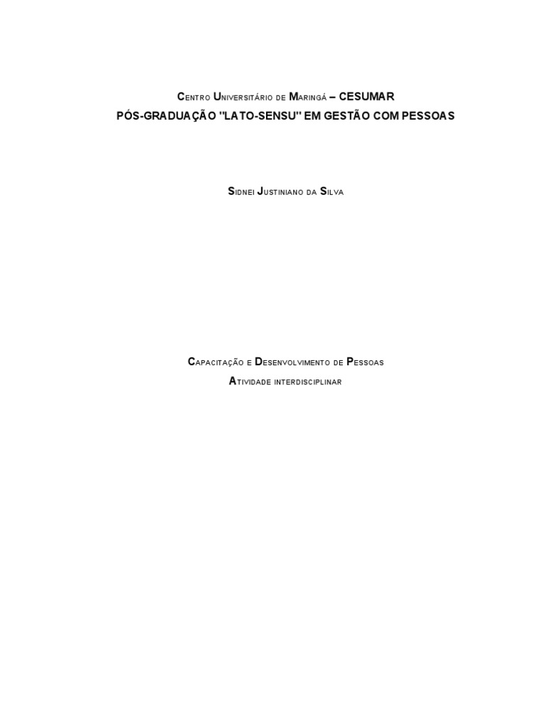 Cesumar - Trabalho Acadêmico - Capacitação e Desenvolvimento de Pessoas ...