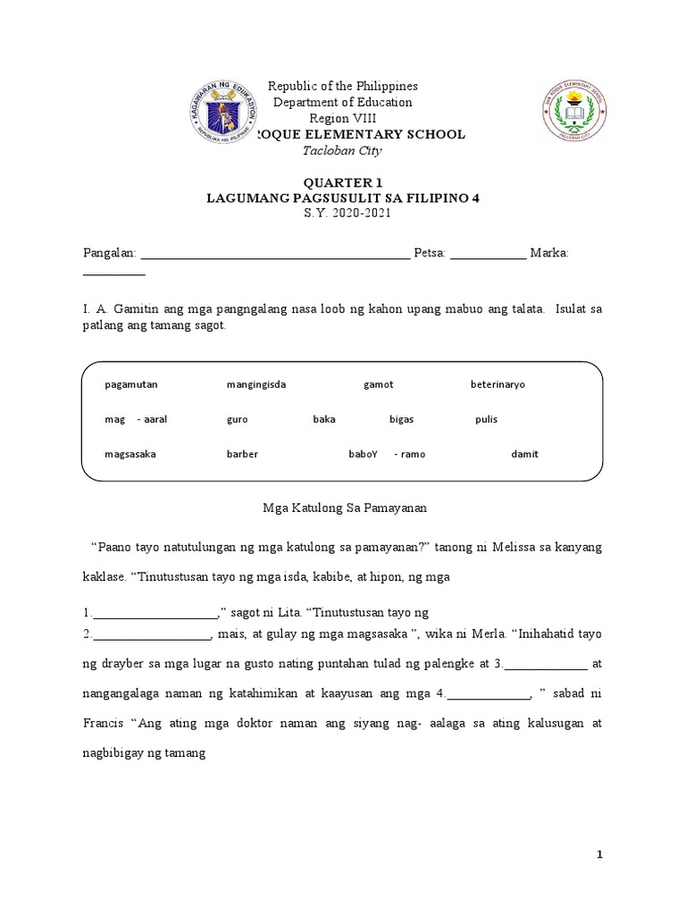 Filipino 4 - Summative - Final | PDF