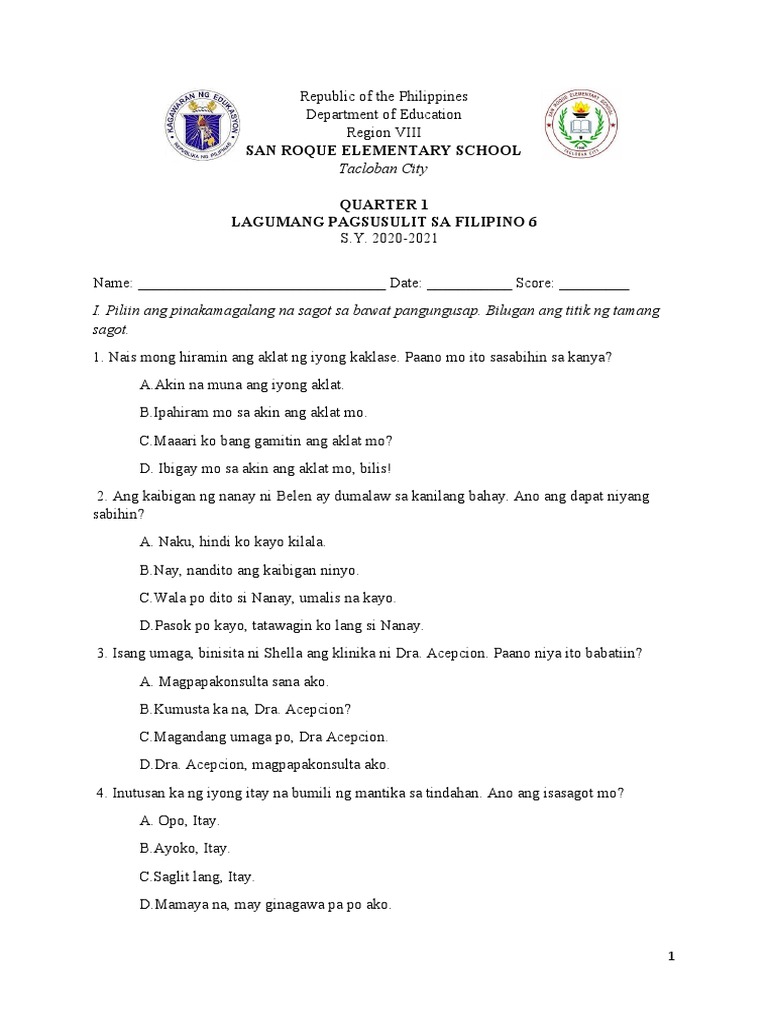 Filipino 6 - Summative - Final | PDF