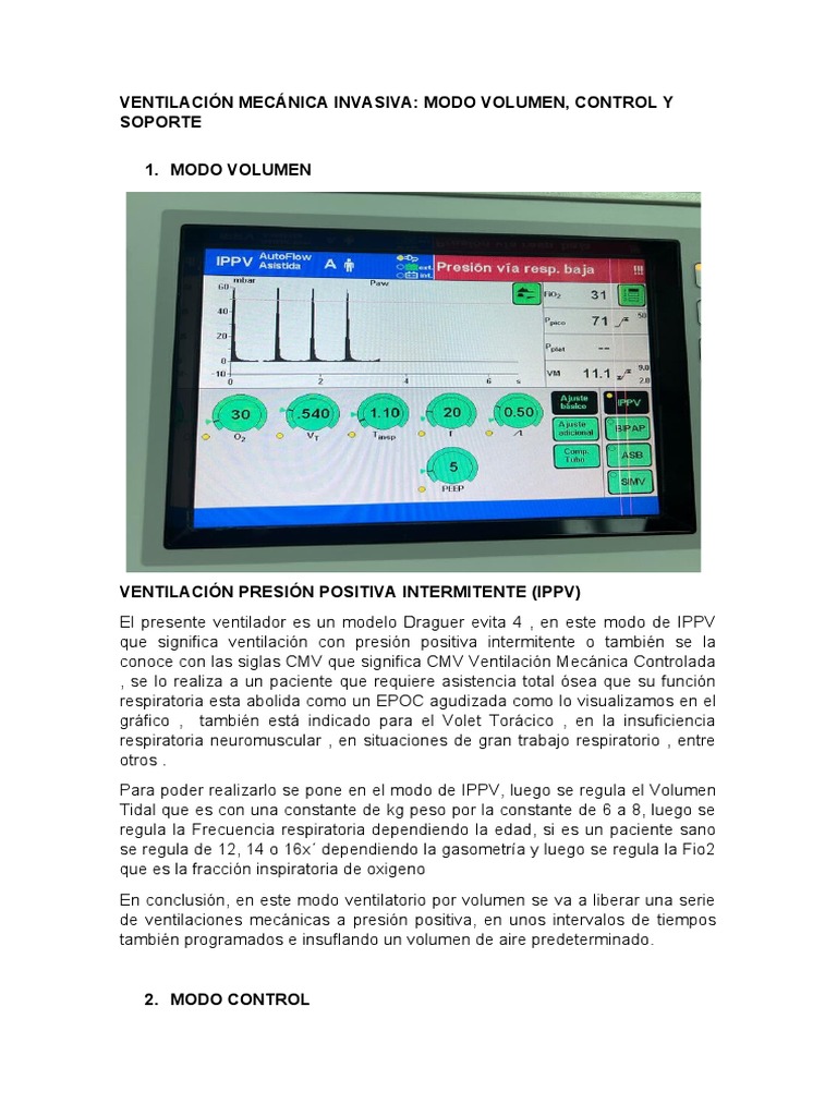 Unidad 2 Tarea Parte 1 Modos Ventilatorios en Ventilación Mecánica ...