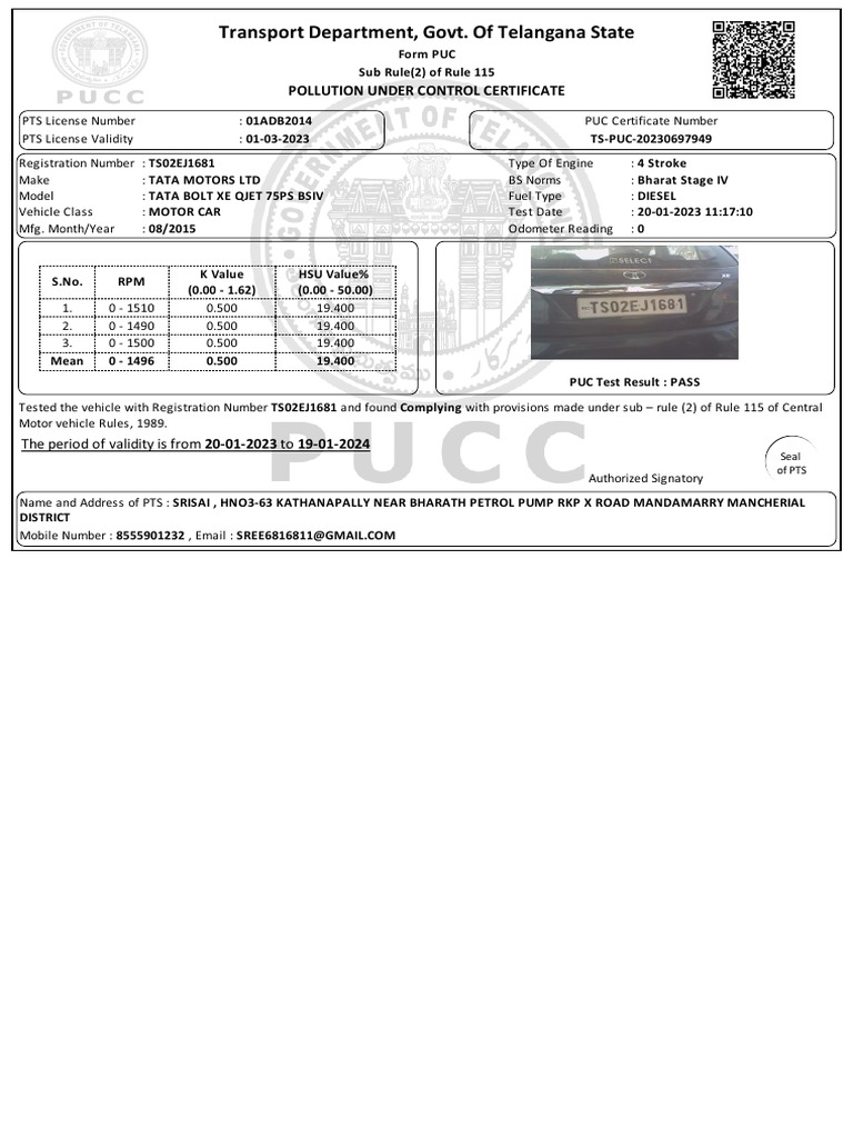 Telangana PUC Certificate Details | PDF