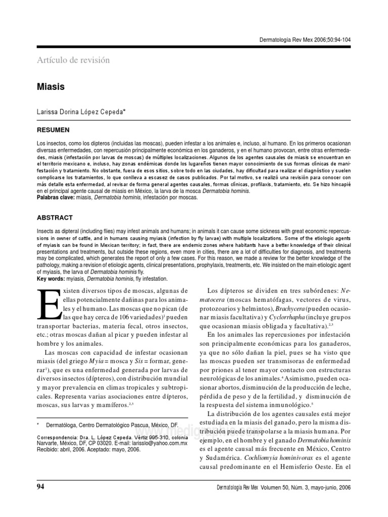 Miasis: Infestación por larvas de moscas | PDF | Mosca | Medicina CLINICA