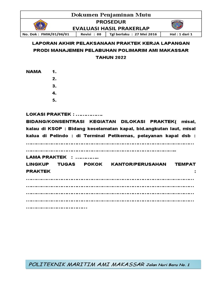 Laporan Akhir Pelaksanaan Praktek Kerja Lapangan Prodi Manajemen ...