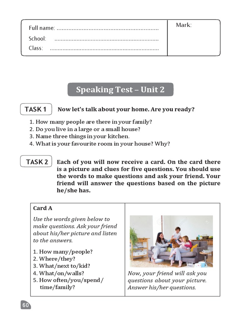 Speaking Test - Unit 2 | PDF
