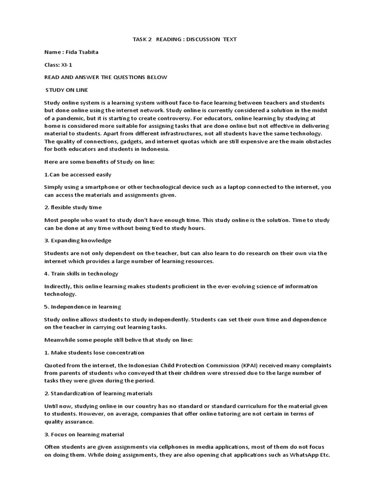 Discussion Text | PDF | Educational Technology | Internet