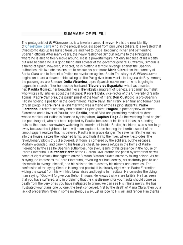 Summary of El Fili | PDF | Philippines