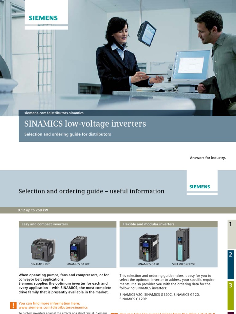 Distributors Sinamics Sinamics Low Low Voltage Inverters Sinamics g120c | PDF | Power Inverter ...