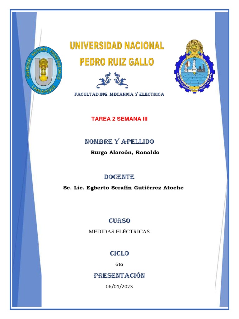 Medidas Eléctricas - Tarea 2 Semana III | PDF
