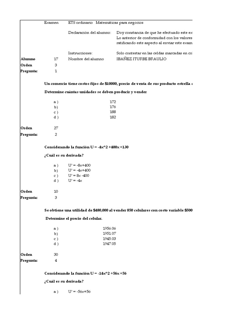 Ets Ord Mat Negociosrc Ibañez Iturbe Braulio | PDF