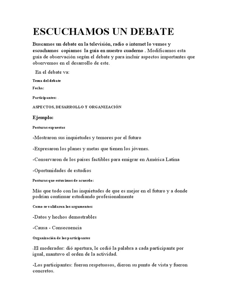 Escuchamos Un Debate | PDF