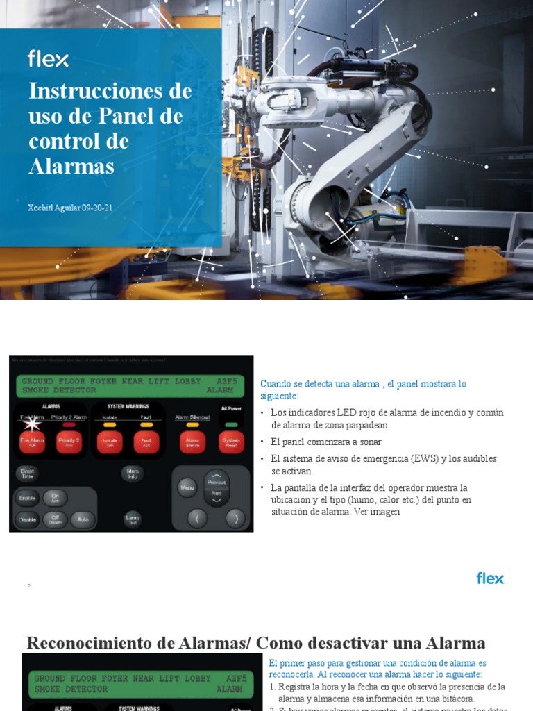 Instrucciones detalladas para el reconocimiento y manejo de alarmas en ...