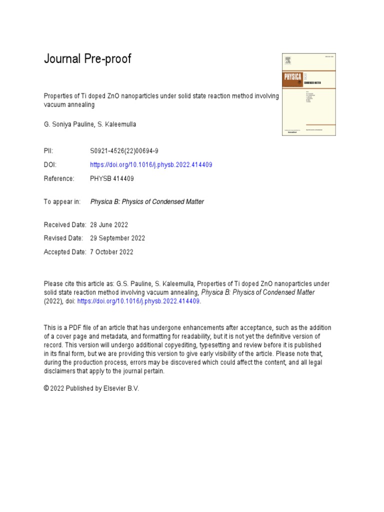 Physica B | PDF | Zinc Oxide | Semiconductors