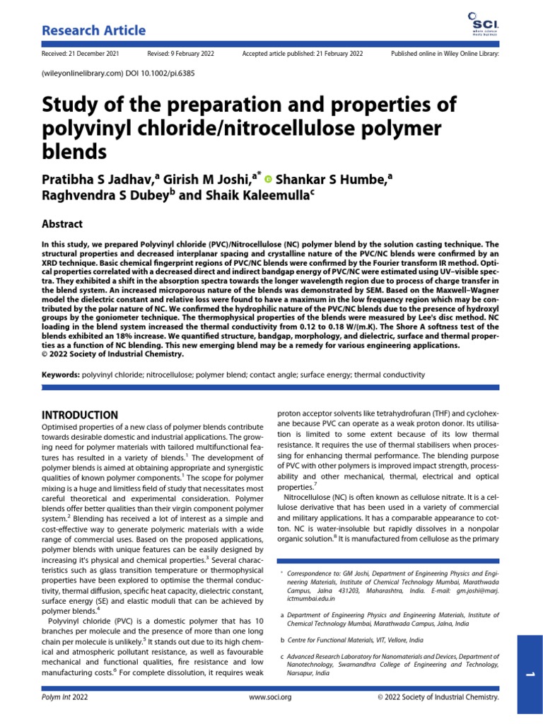 Polymer International | PDF | Dielectric | Band Gap