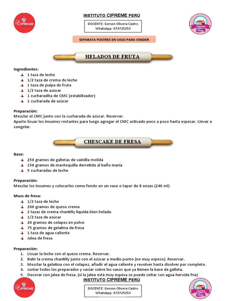 [TÍTULOS DE POSTRES EN VASO PARA VENDER] | PDF | Crema | Postres