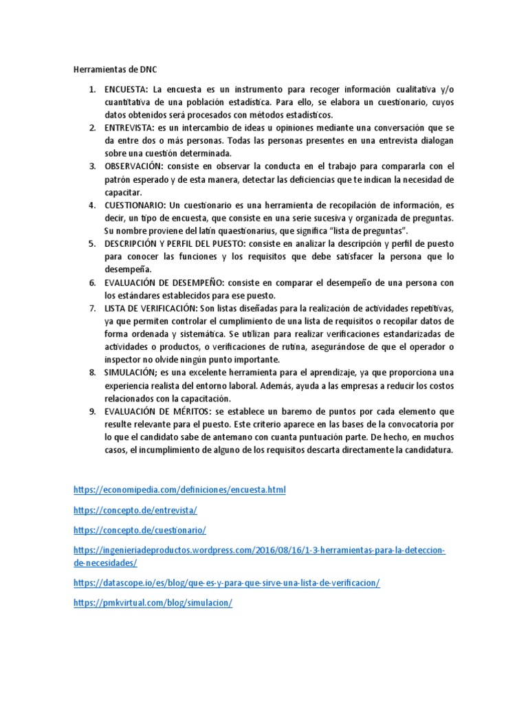 Herramientas de DNC | PDF | Cuestionario | Metodología de encuesta