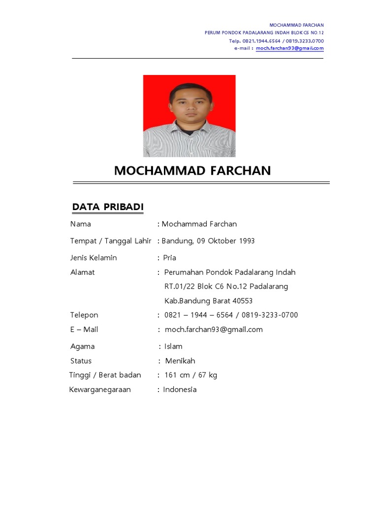 Curriculum Vitae - Foto (New) - Dikonversi | PDF