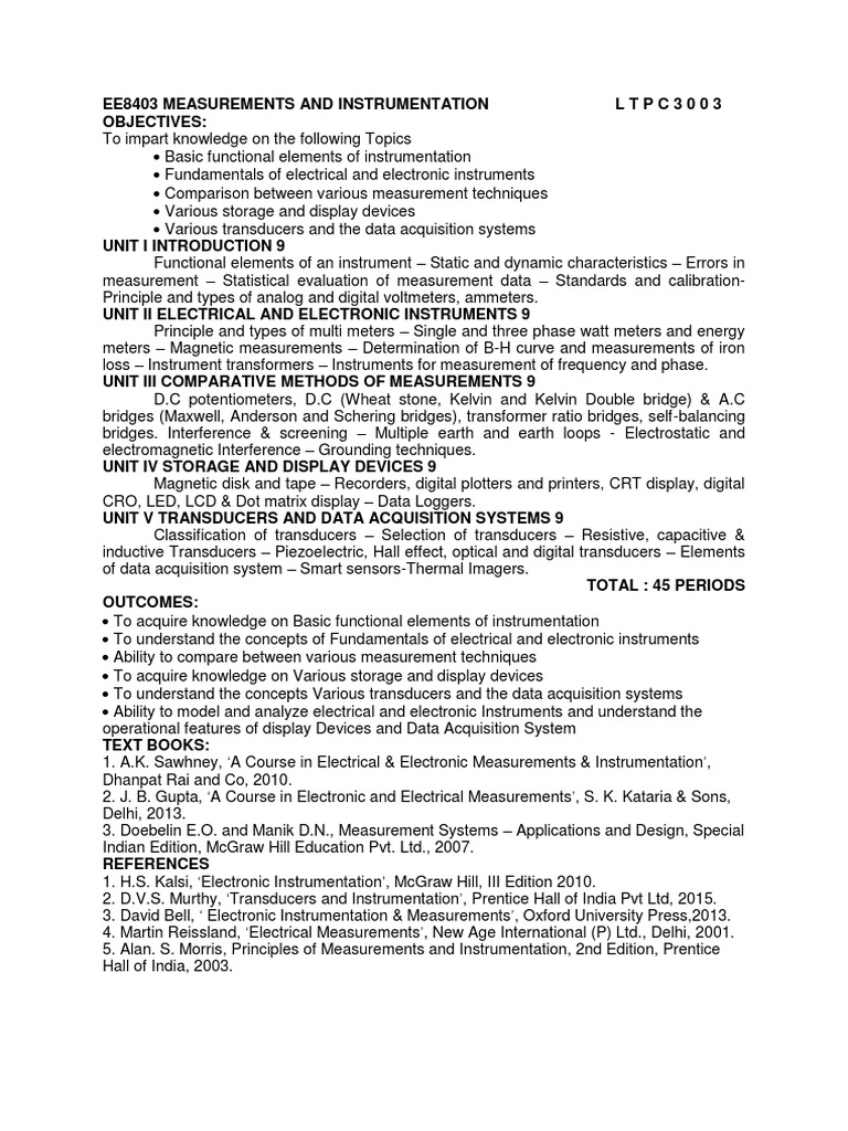 Syllabus | PDF | Measurement | Electromagnetic Interference