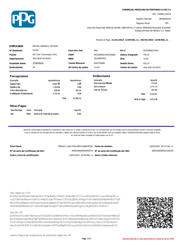 Recibo Nomina | PDF | Compensación laboral