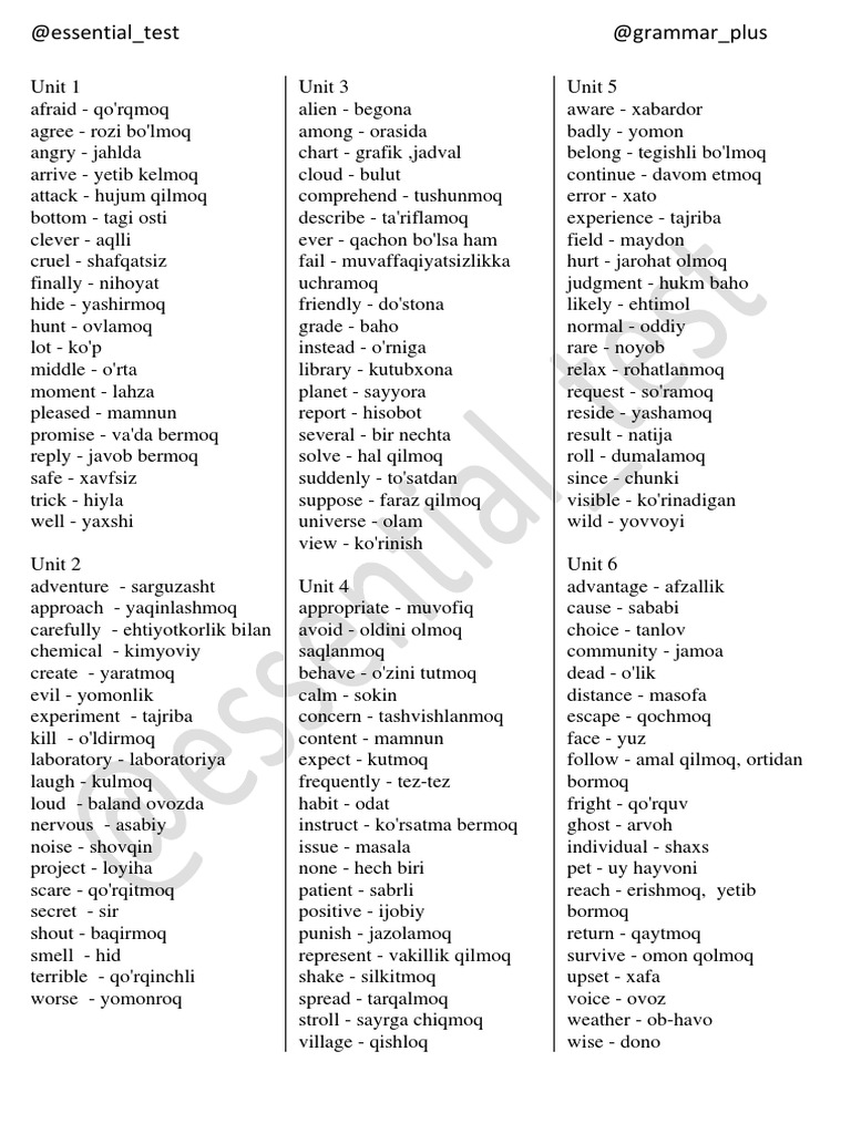 Essential 1 Tarjima | PDF