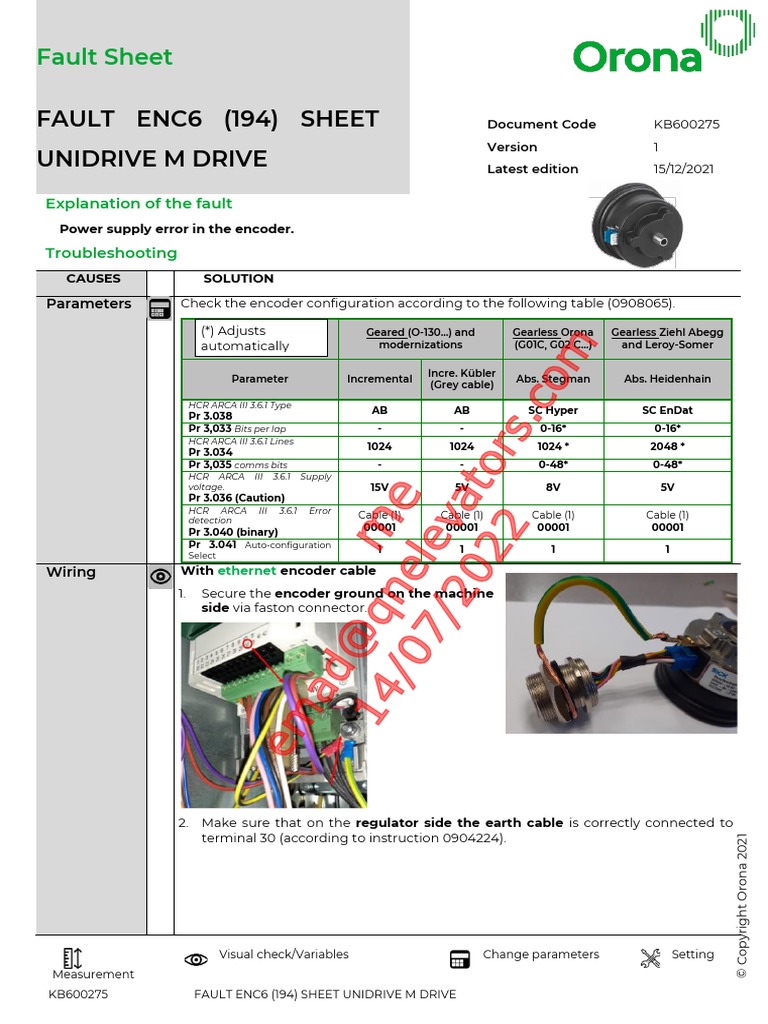 Fault Enc6 (194) Sheet Unidrive M Drive | PDF | Electrical Wiring | Electricity