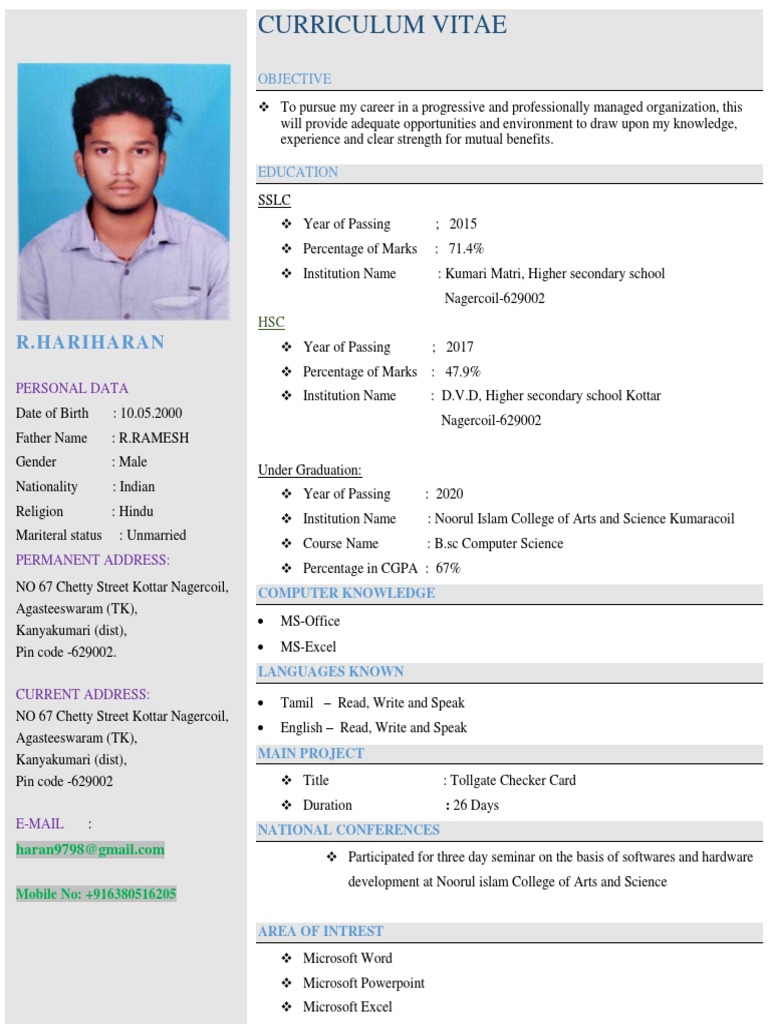 Hari Resume | Download Free PDF | Computing