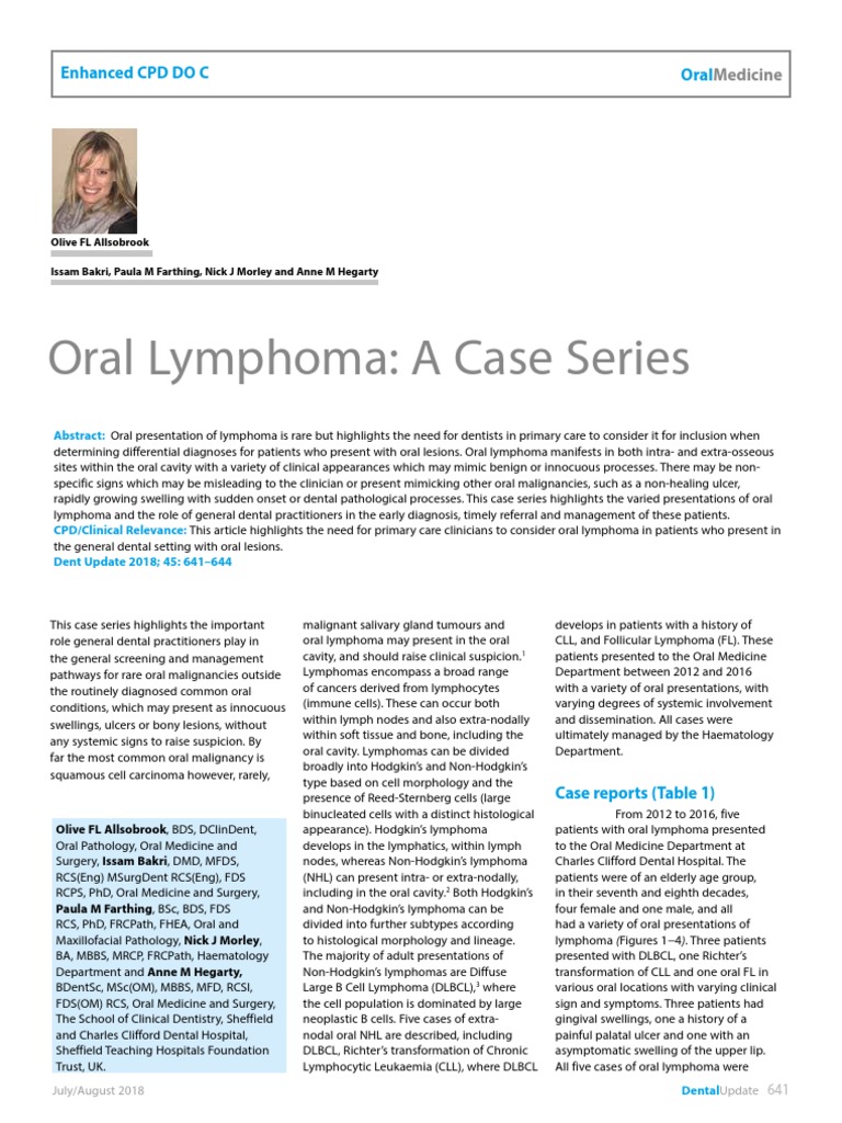 Oral Lymphoma | PDF | Lymphoma | Clinical Medicine
