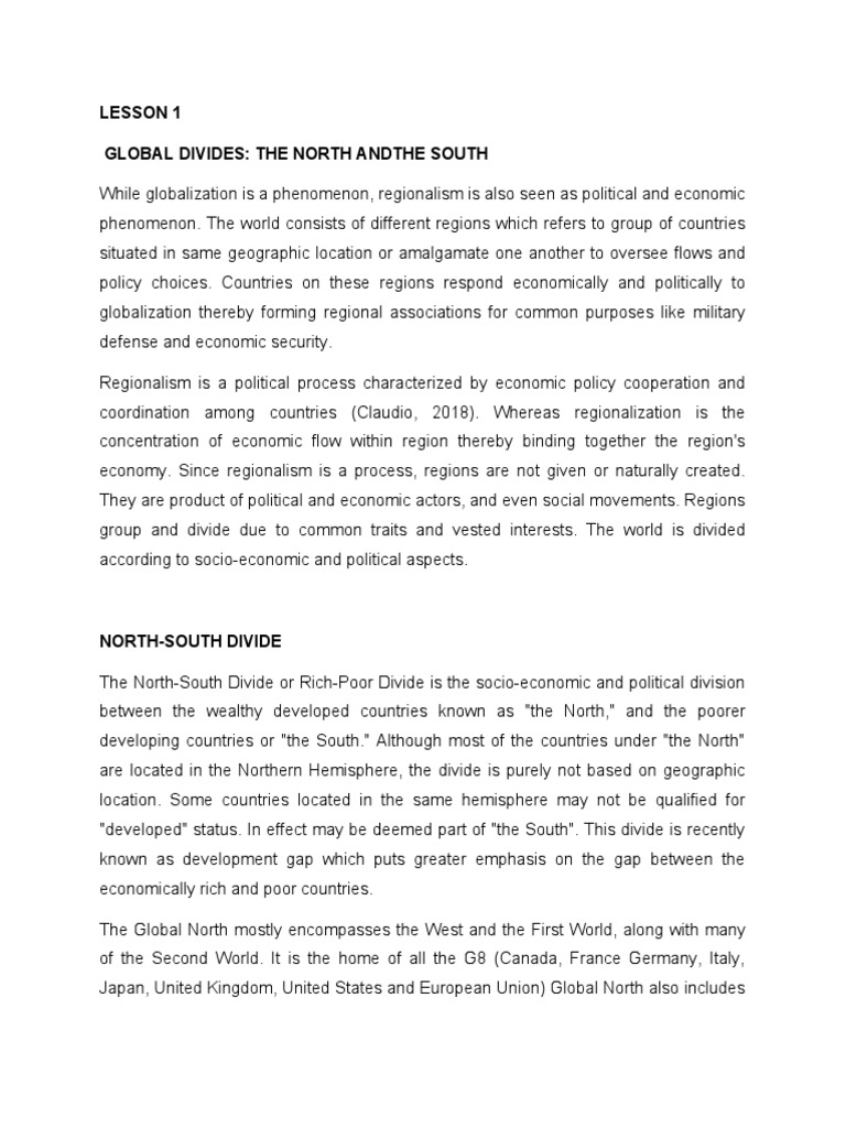 Global Divides: North-South Dynamics | PDF | Third World | Globalization