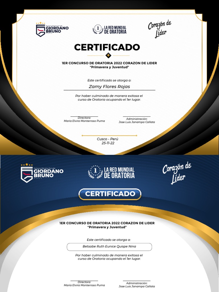 Certificados del 1er Concurso de Oratoria | PDF