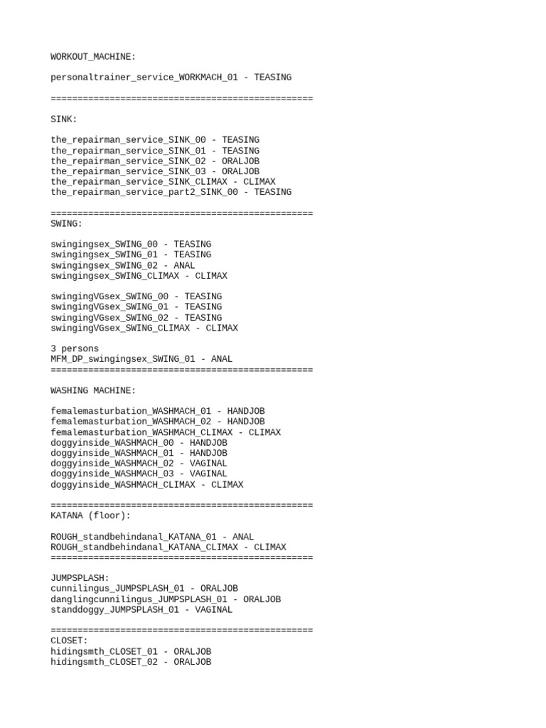 Animations Complete | PDF | Orgasm | Anal Sex