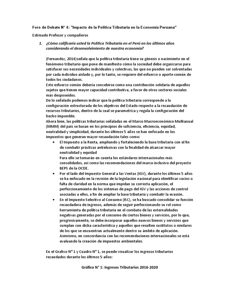 Foro de Debate | PDF | Impuestos | Descentralización Foro de Debate | PDF | Impuestos | Descentralización