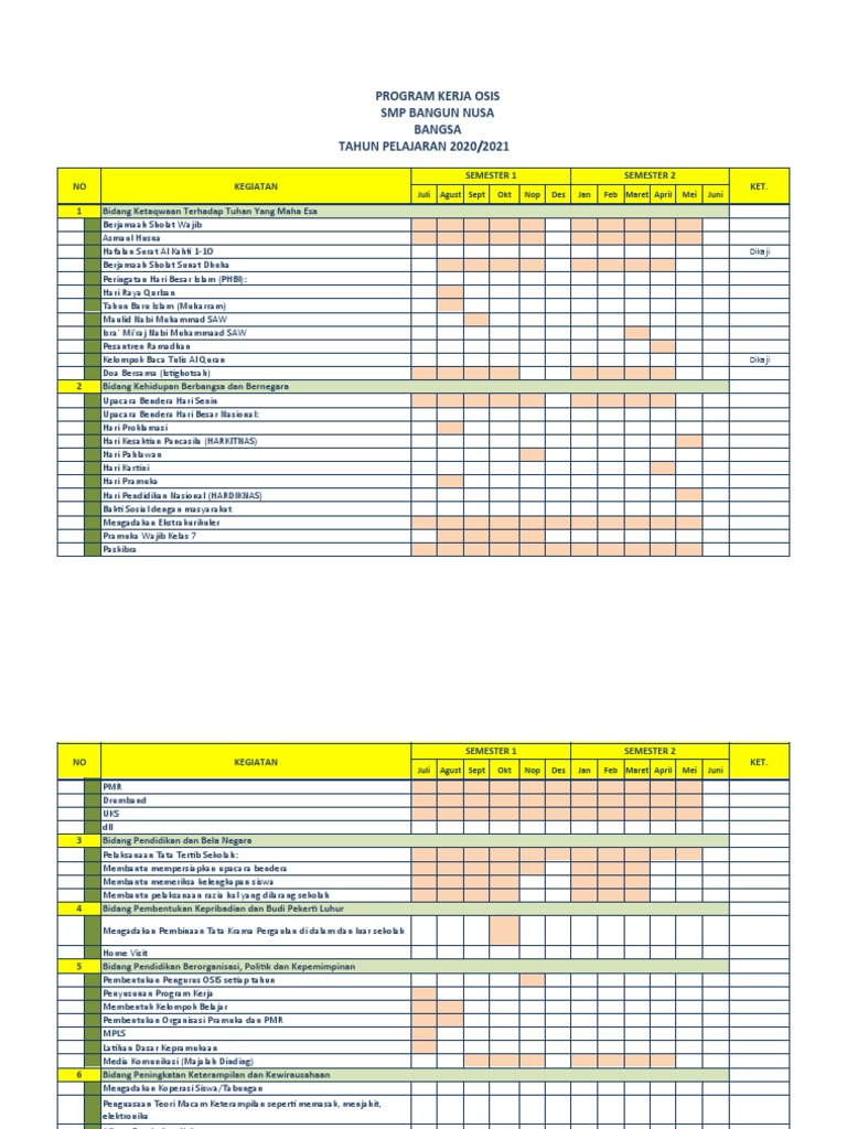 Program Kerja OSIS 20-21 | PDF