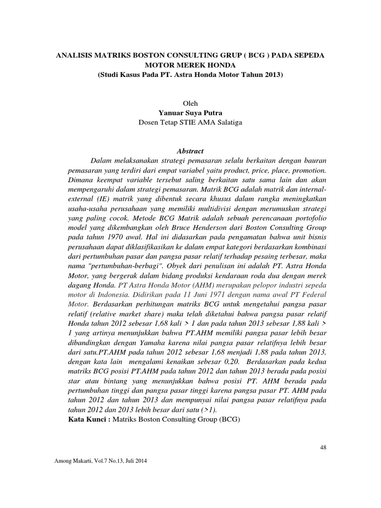 Honda Motor: Analisis BCG 2013 | PDF