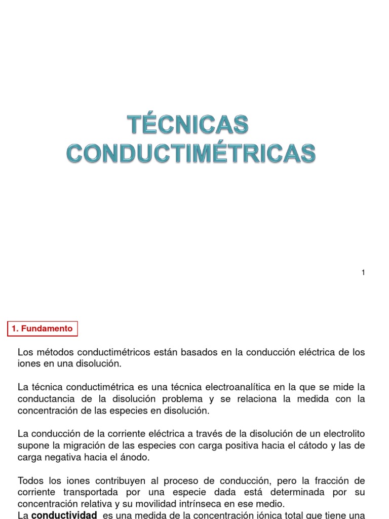 Conductimetría | PDF | Corriente eléctrica | Química Física