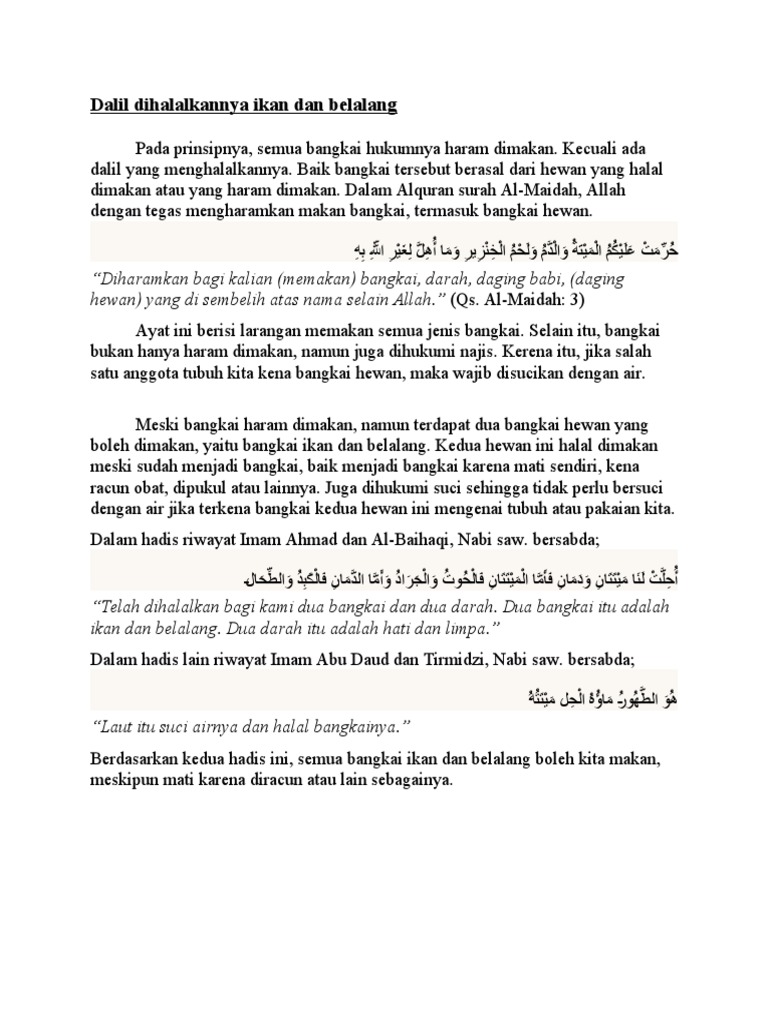 Dalil Dihalalkannya Ikan Dan Belalang | PDF | Agama & Spiritualitas