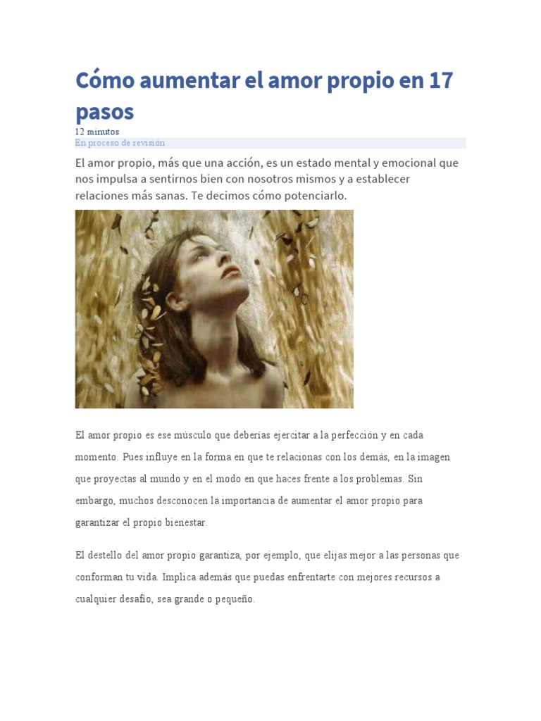Aumenta tu amor propio en 17 pasos | PDF | Autoestima | Amor