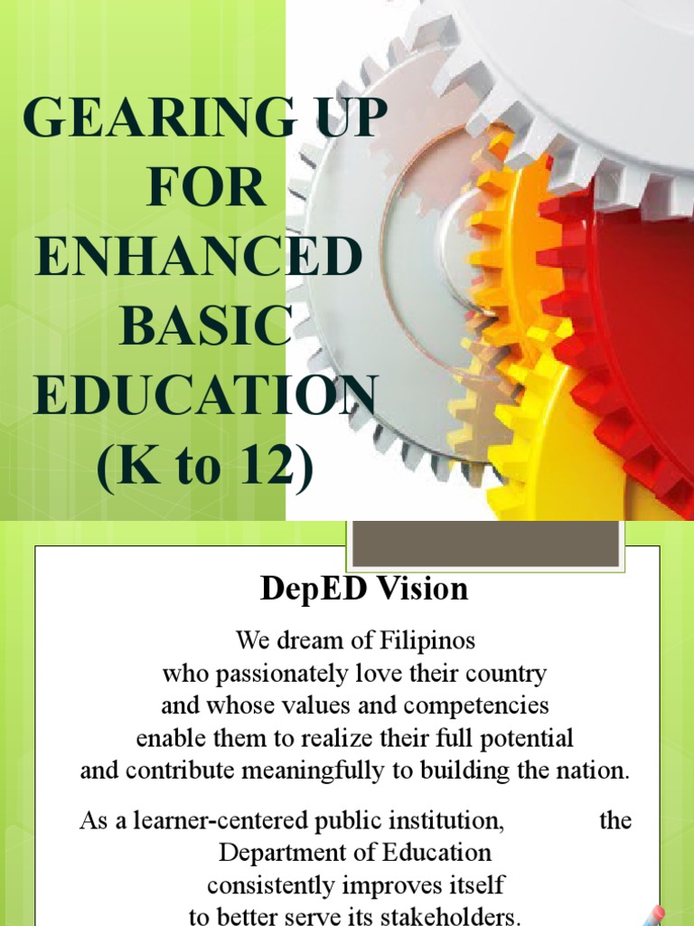 Gearing Up For Enhanced Basic Education - Roadmap To 2016 DEPED | PDF ...