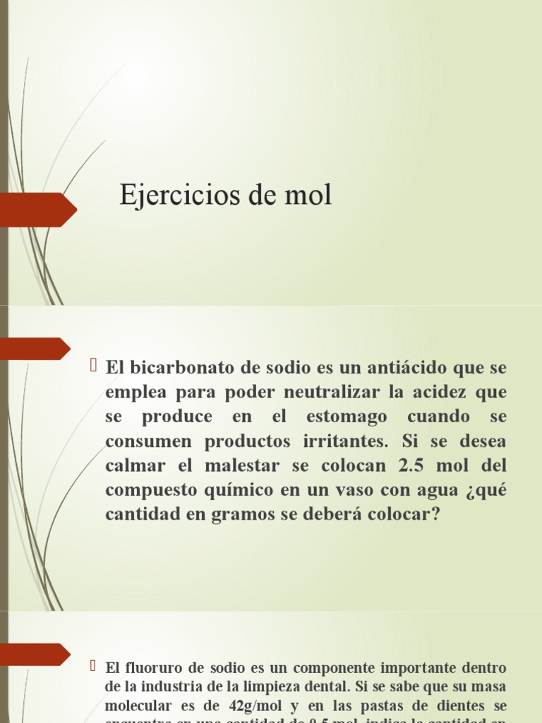 8 Ejercicios Mol | PDF | Ciencia y matemáticas