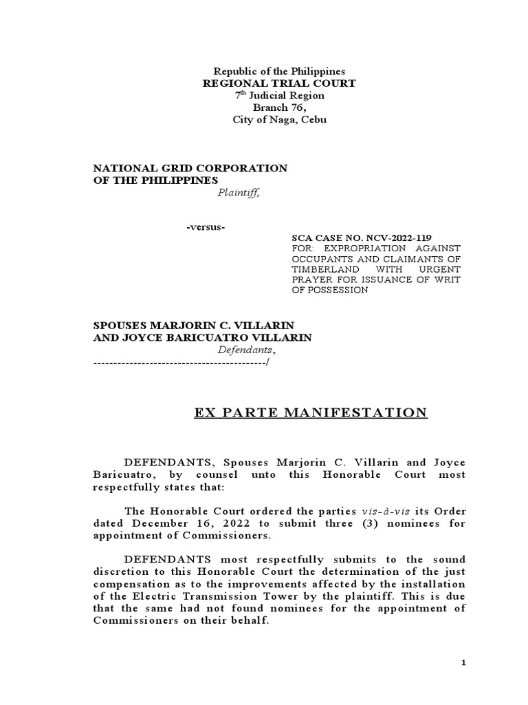 Ex Parte Manifestation Jorin | PDF | Courts | Political Law