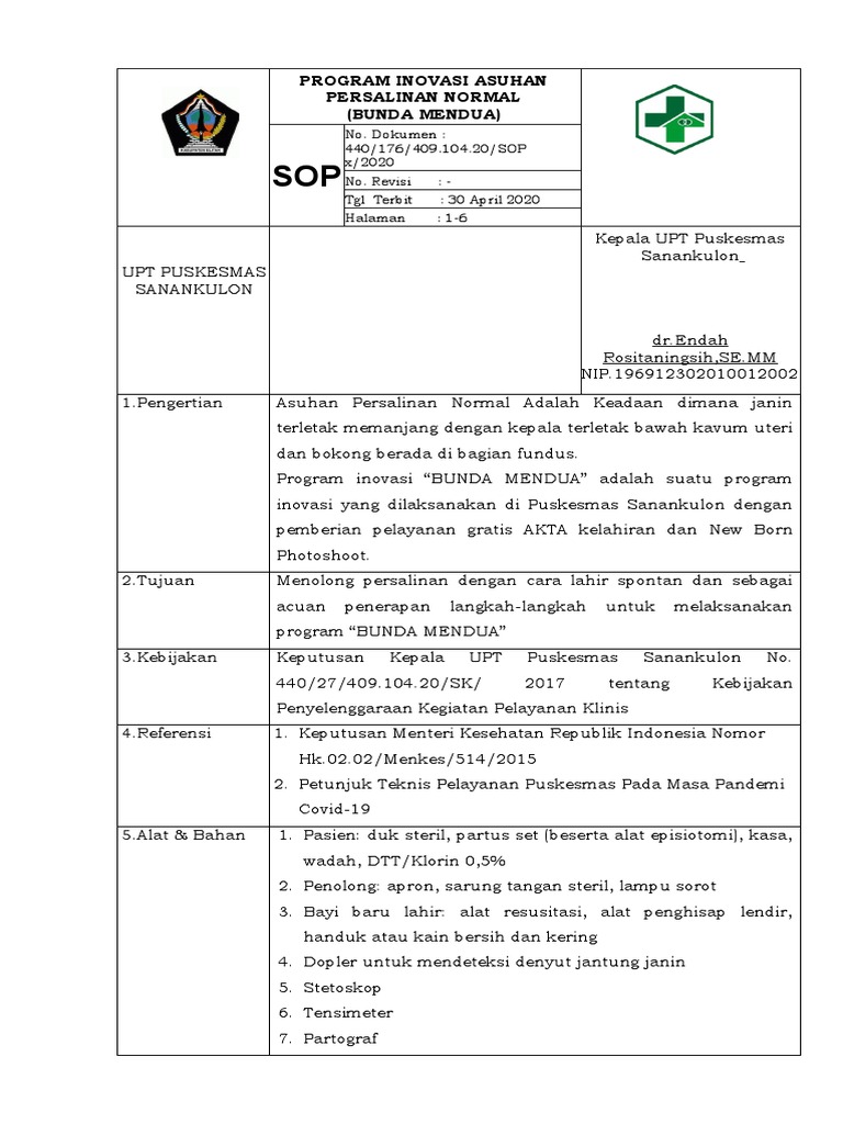 Sop Persalinan Normal | PDF