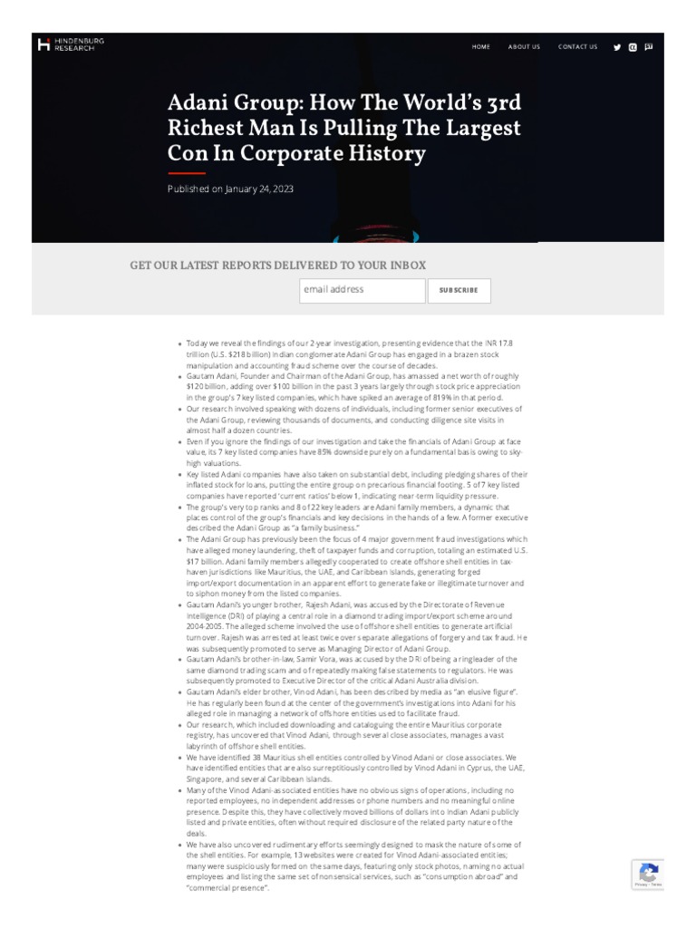 Adani Group: Fraud Investigation Findings | PDF | Stocks | Loans