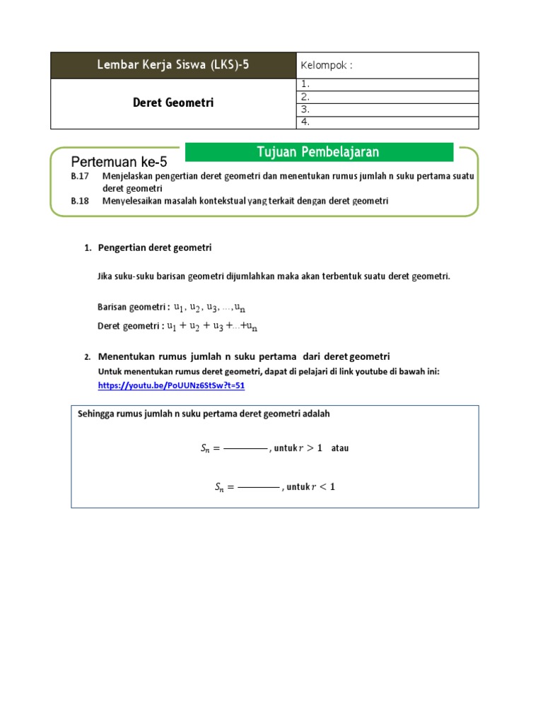LKPD Barisan Dan Deret 5 | PDF