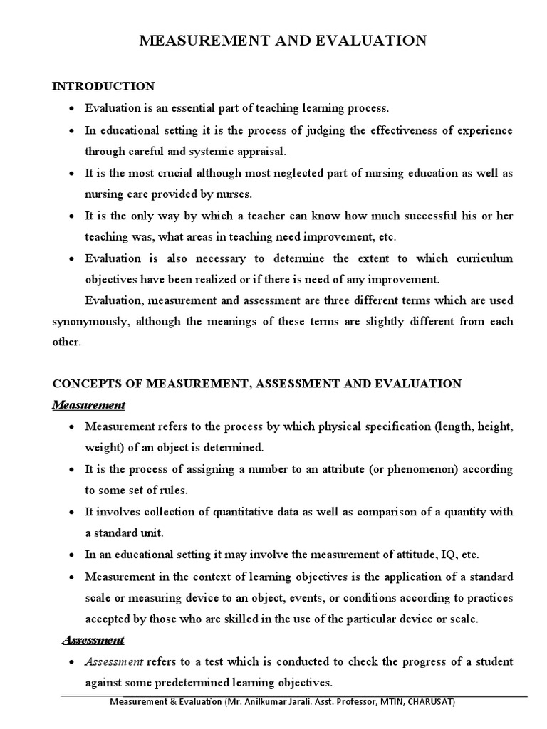 Understanding Measurement and Evaluation in Education | PDF ...
