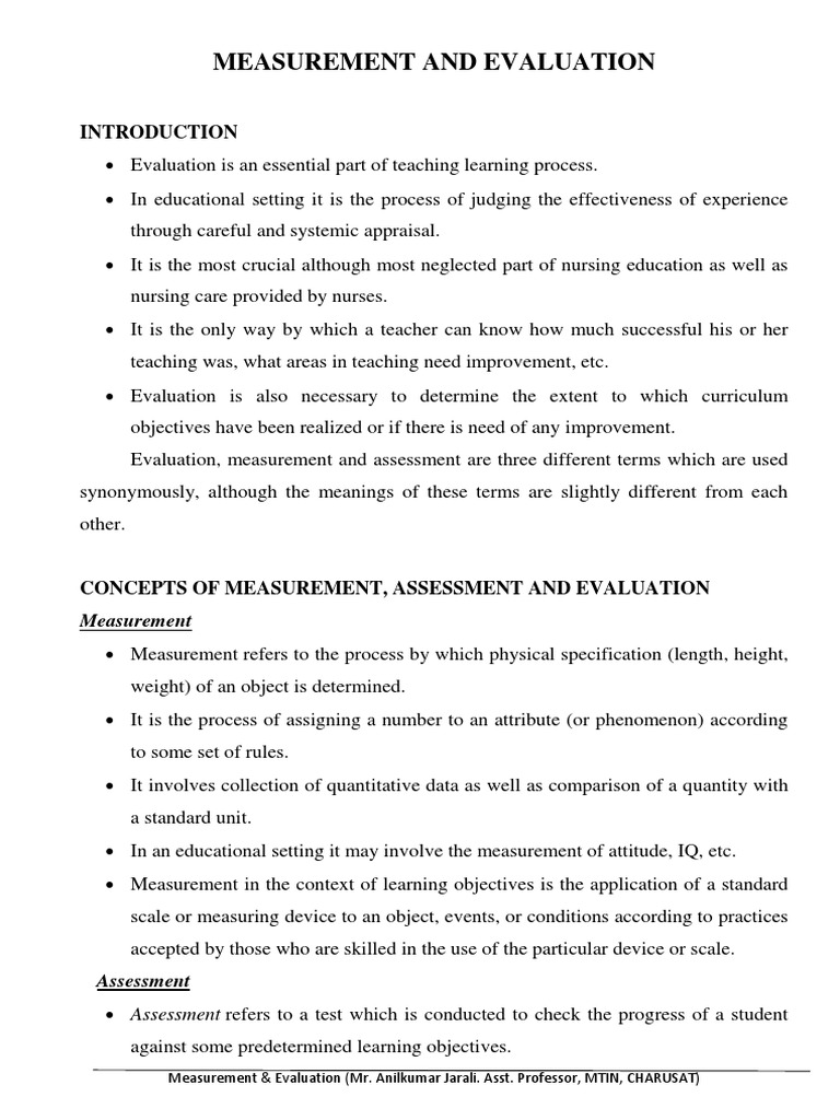 Unit. 4 - Measurement and Evaluation | PDF | Educational Assessment ...