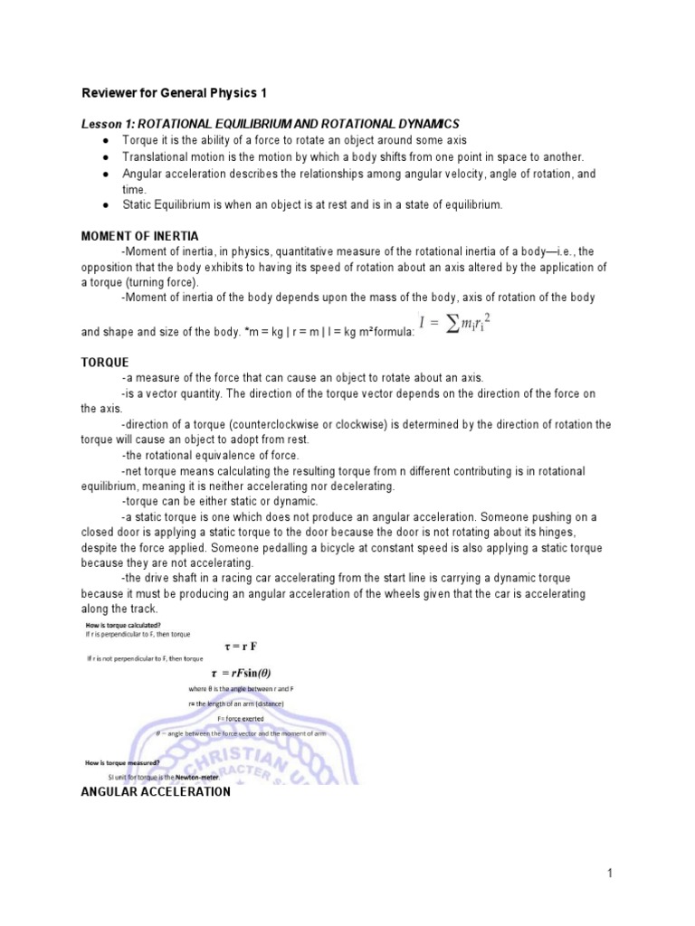 Reviewer For General Physics 1 | PDF | Buoyancy | Waves