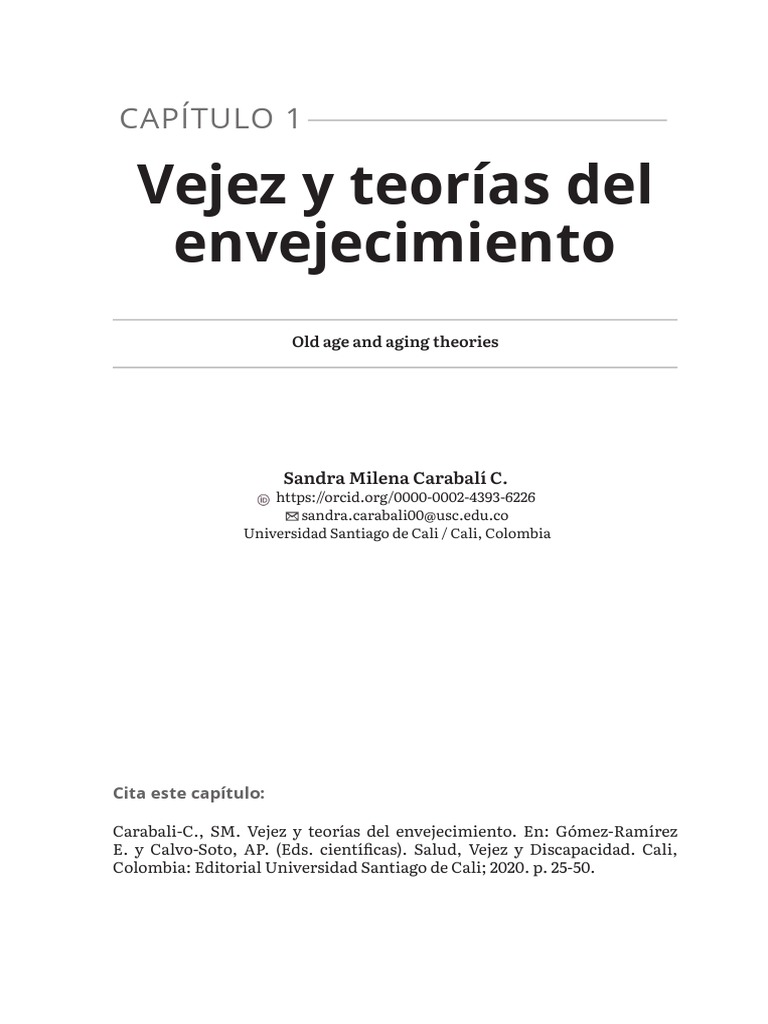 Vejez y Teorías Del Envejecimiento CAPITULO 1 | PDF | Vejez | Envejecimiento