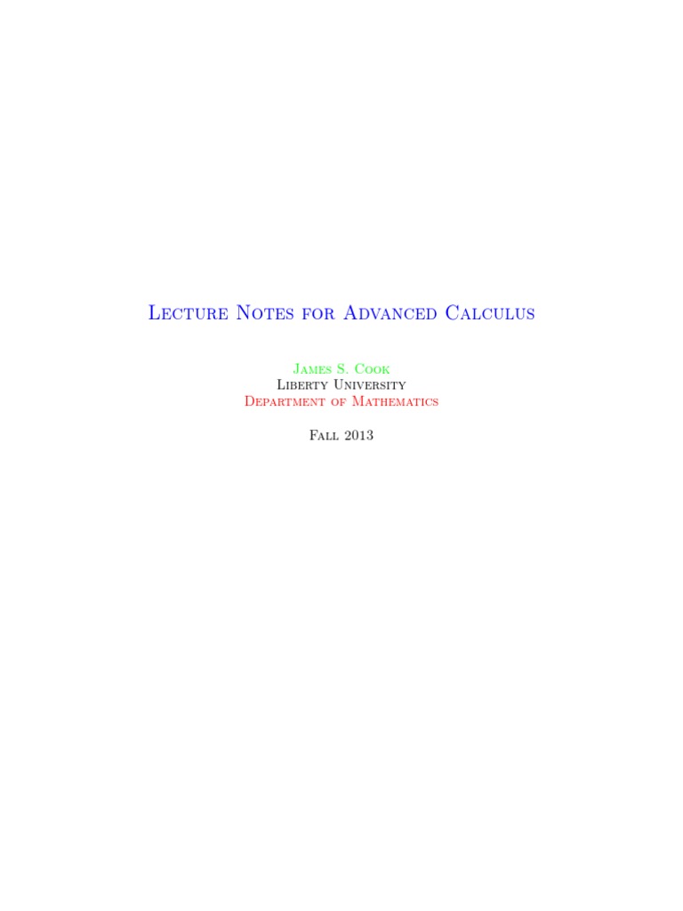 Advanced Calculus Lecture Notes | PDF | Function (Mathematics ...