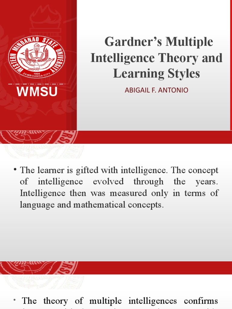 Gardner's Theory of Multiple Intelligences | PDF | Learning | Learning ...